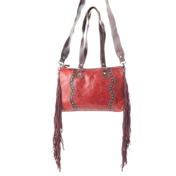 Myra Bag | Bags | Nwt Boutique Boho Candy Frills Red Leather Hairon Bag ...
